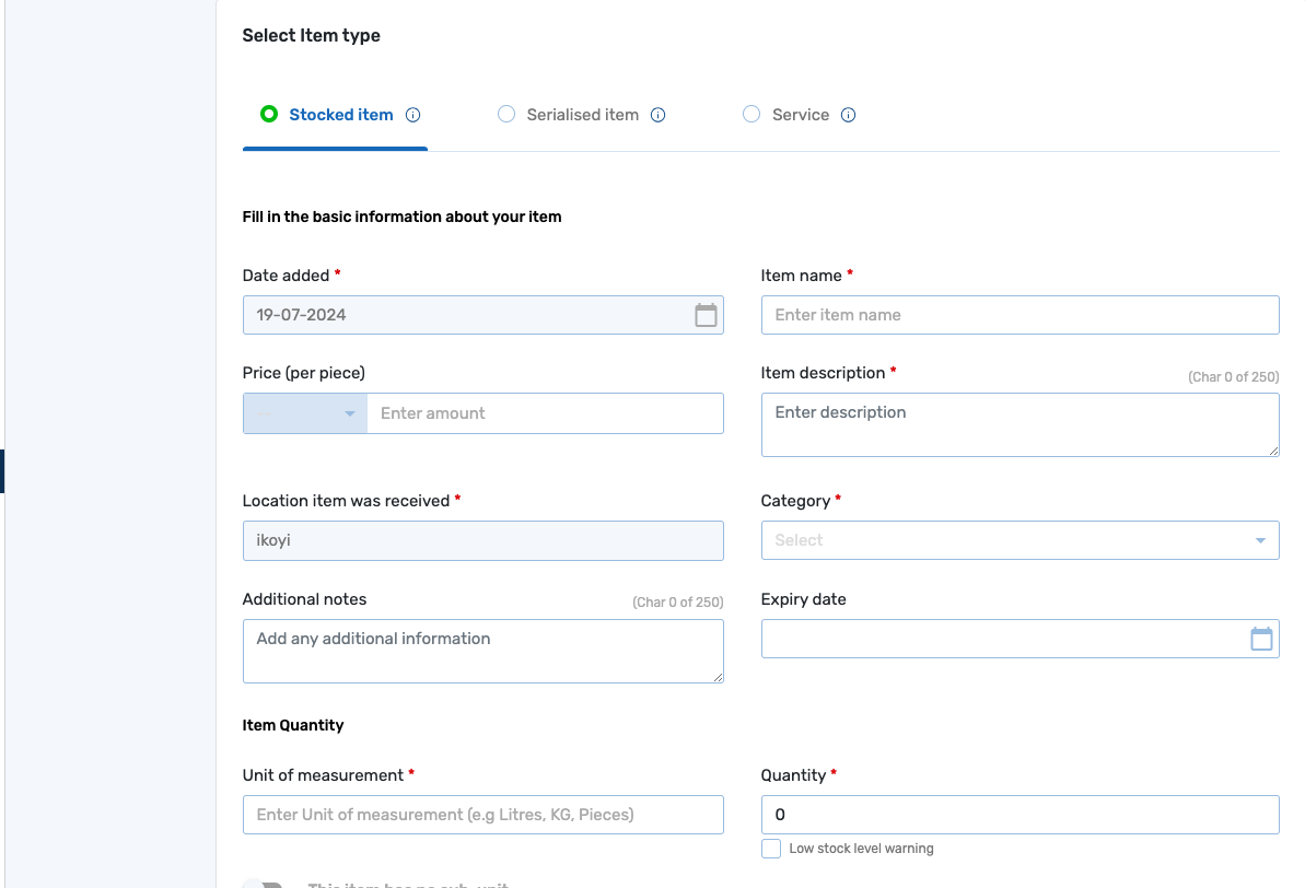 How to add stocked Items to your Inventory Manager